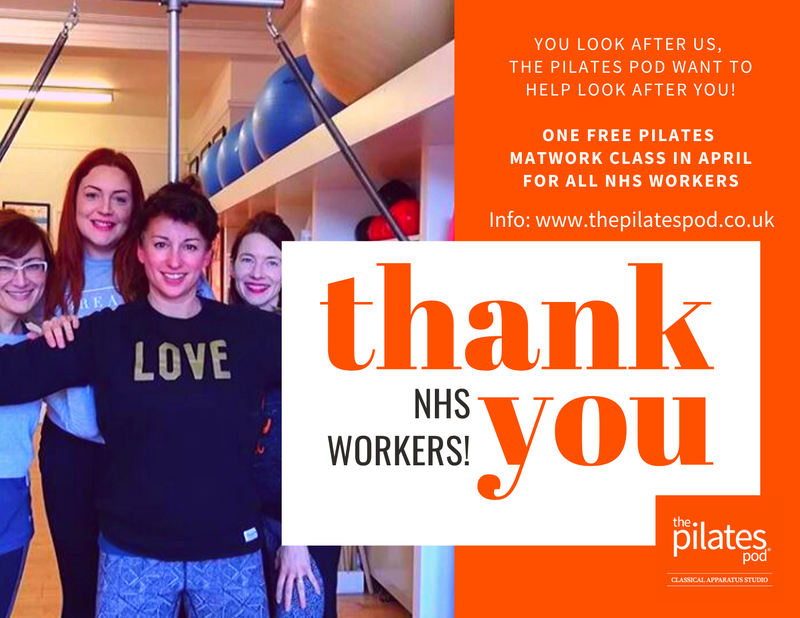 Free Class for NHS Workers- THANK YOU! - The Pilates Pod - Voted the ...